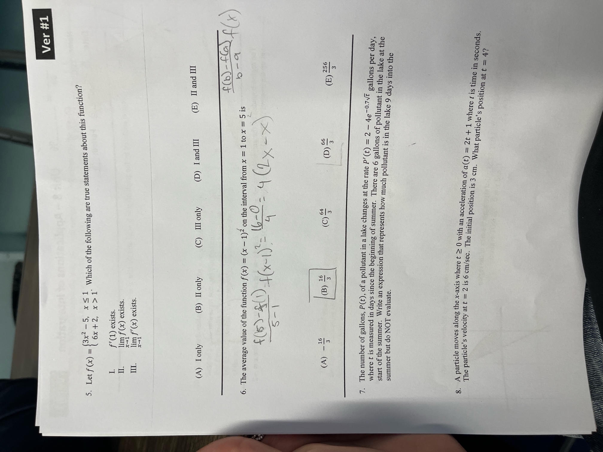Solved 5. Let f(x)={3x2−5,6x+2,x≤1x>1. Which of the | Chegg.com