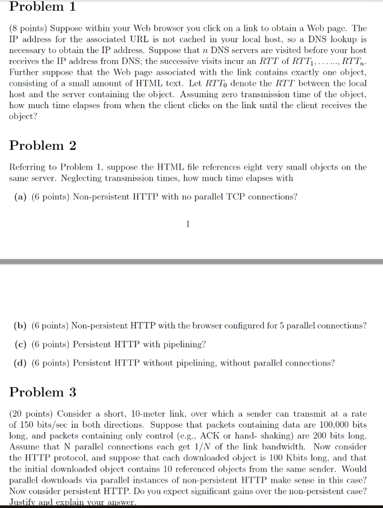 Solved Problem 1 (8 points) Suppose within your Web browser | Chegg.com
