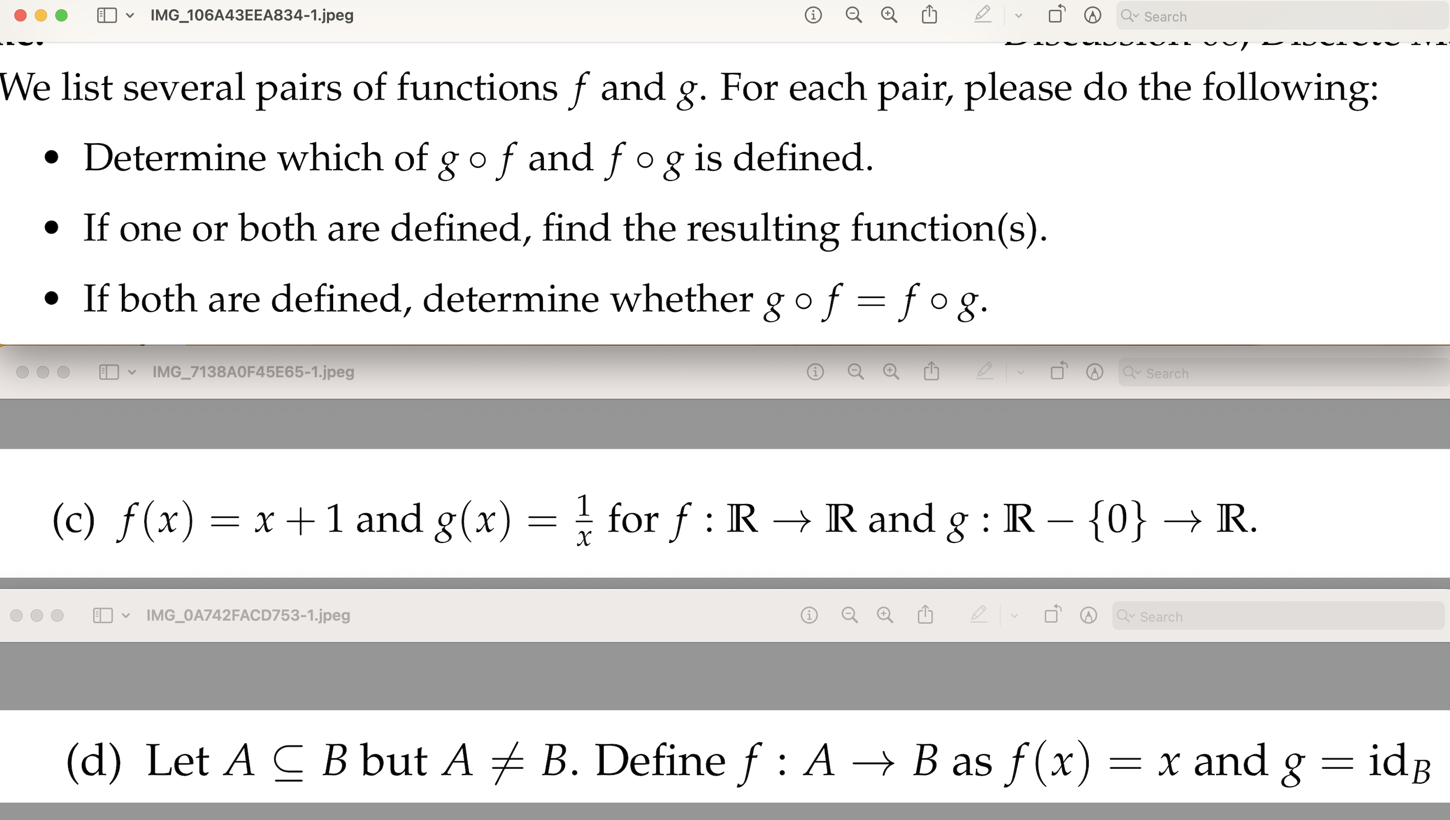 Solved We list several pairs of functions f ﻿and g. ﻿For | Chegg.com