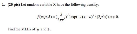 Solved 1. (20 pts) Let random variable X have the following | Chegg.com