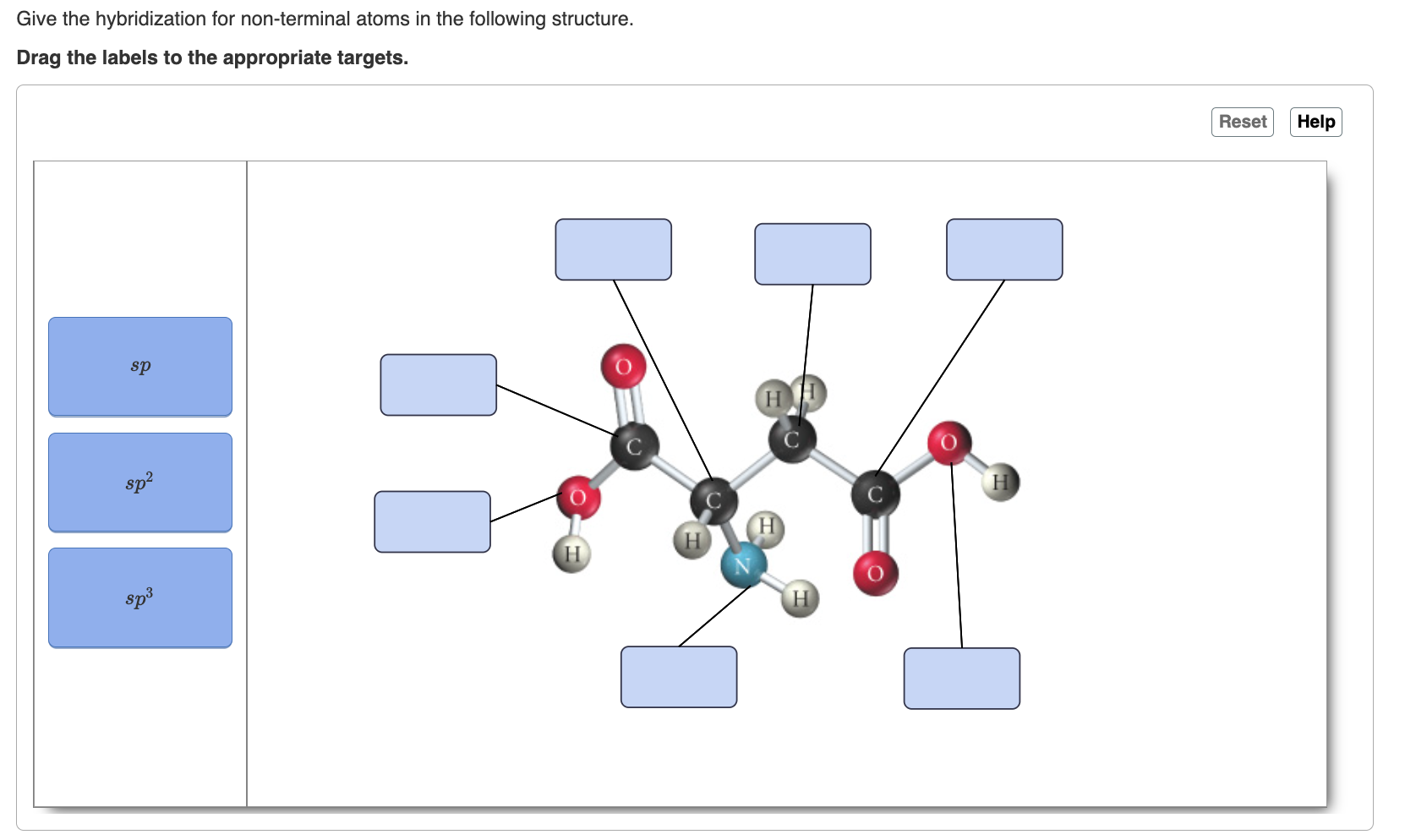 Solved Give the hybridization for non-terminal atoms in the | Chegg.com