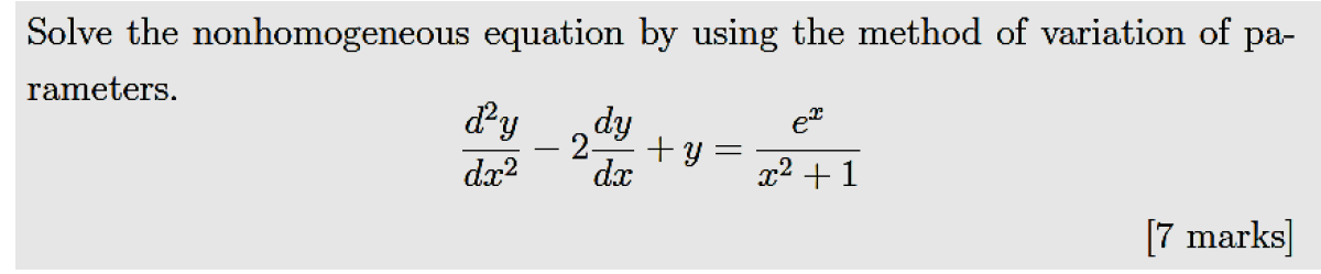 Solved Solve the nonhomogeneous equation by using the method | Chegg.com