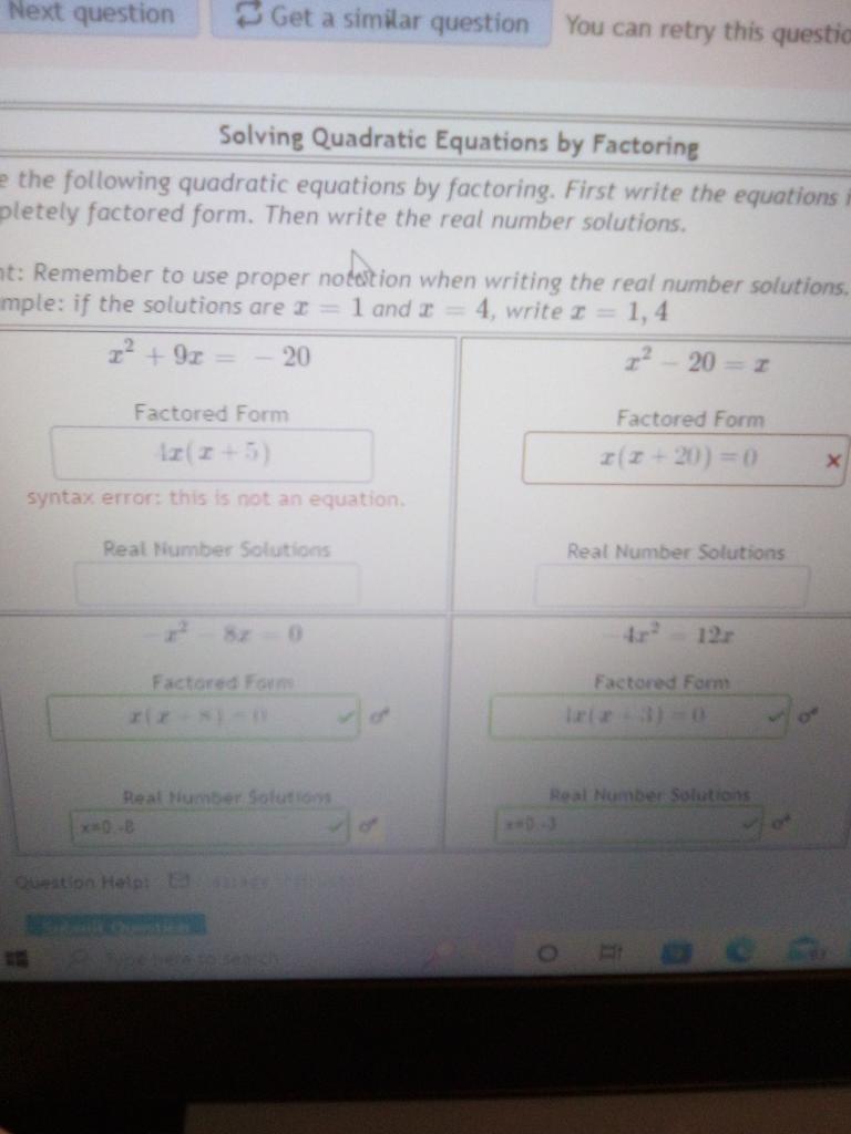 Solved Next question Solving Quadratic Equations by | Chegg.com
