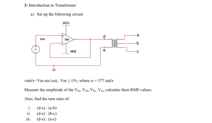 Solved b) Set up the following circuit VCC R1 100Ω Vin VEE | Chegg.com