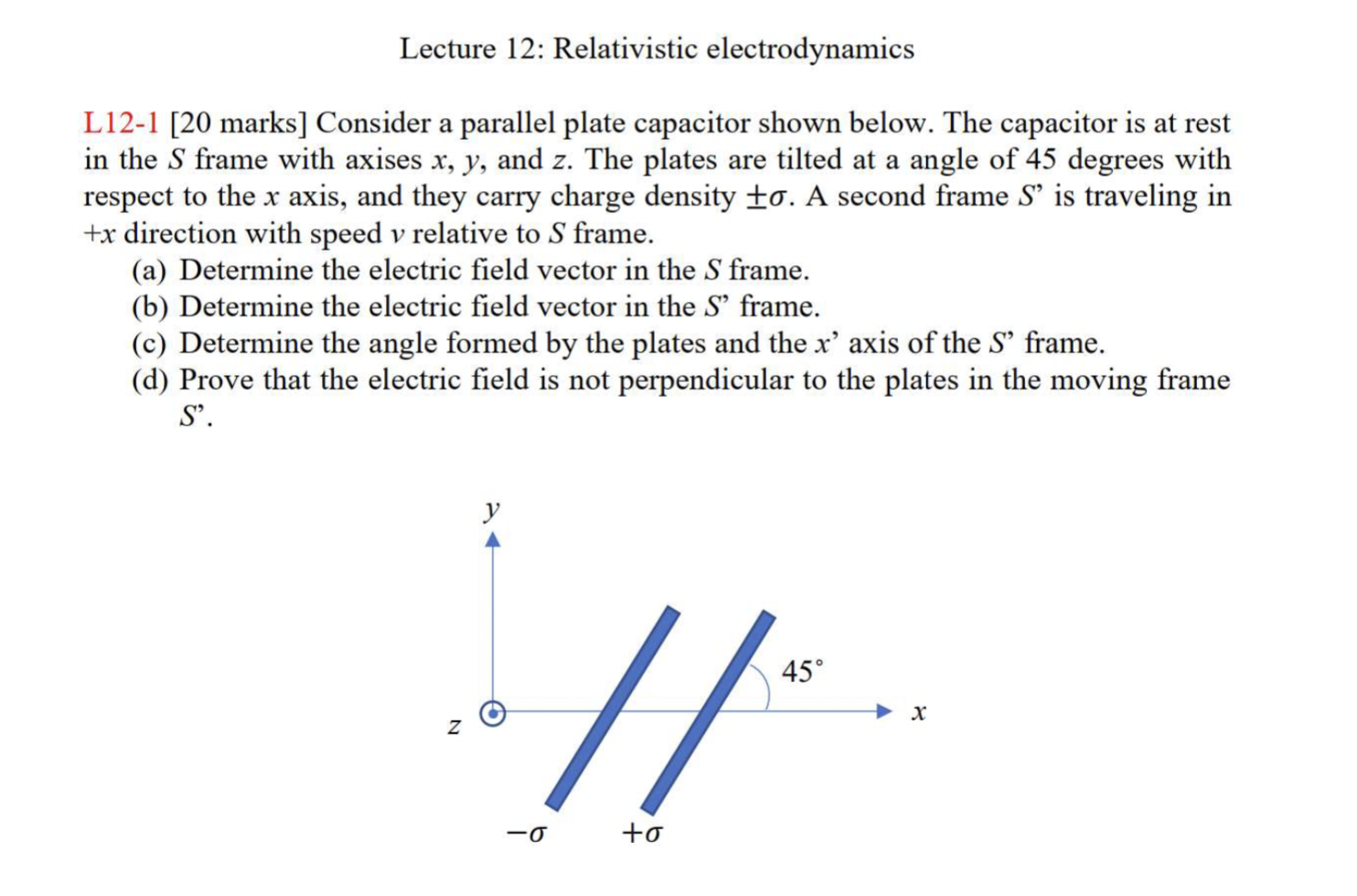 Solved L12-1 [20 marks] Consider a parallel plate capacitor | Chegg.com