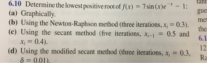 Solved tan 6.10 Determine the lowest positive root off(x)=7 | Chegg.com