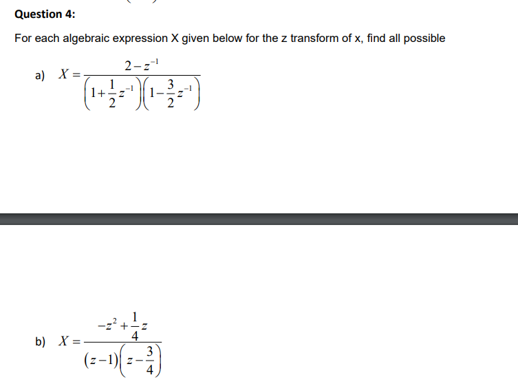 Solved For each algebraic expression X given below for the z | Chegg.com