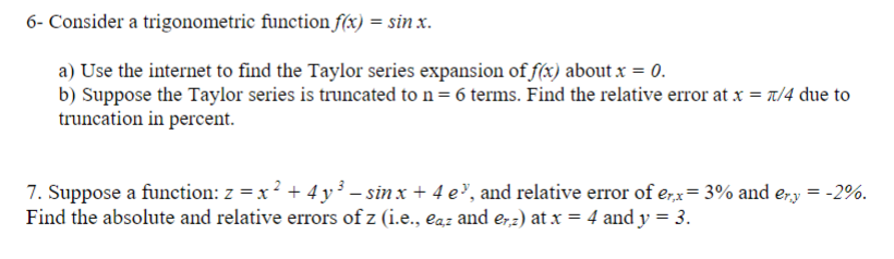 Solved 6- Consider a trigonometric function f(x)=sinx. a) | Chegg.com