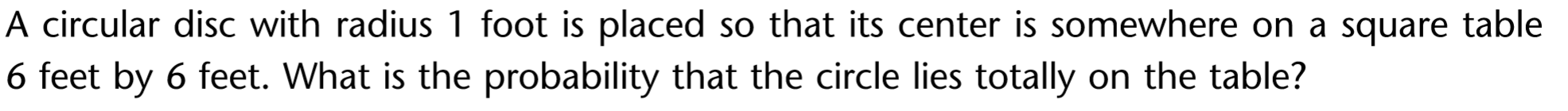 Solved A circular disc with radius 1 foot is placed so that | Chegg.com
