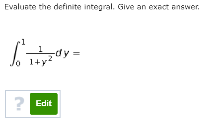 Solved Evaluate the definite integral. Give an exact answer. | Chegg.com
