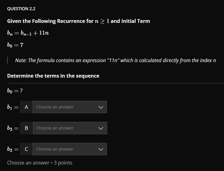 Solved QUESTION 2.2Given the Following Recurrence for n≥1 | Chegg.com