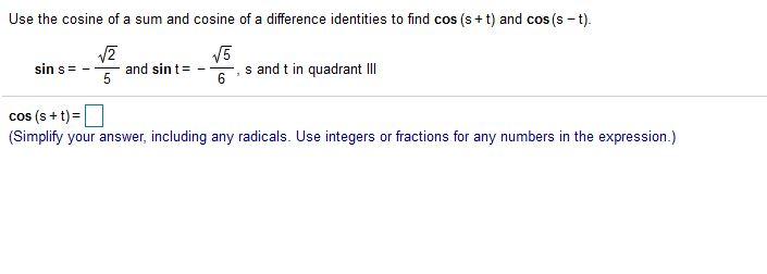 Solved Simplify the expression by using an appropriate | Chegg.com