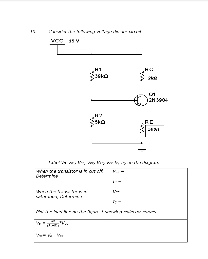 Solved Consider the following voltage divider circuit Label | Chegg.com
