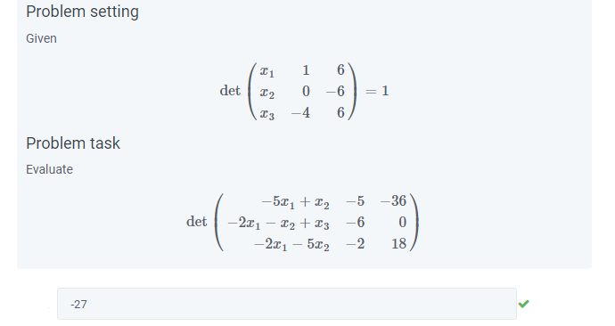 Solved Problem setting Given det⎝⎛x1x2x310−46−66⎠⎞=1 Problem | Chegg.com