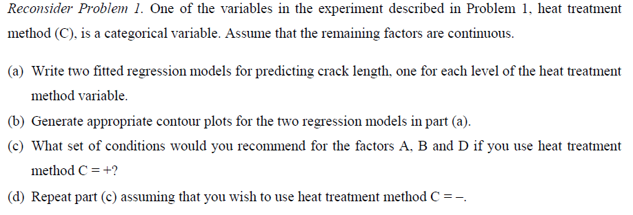 Reconsider Problem 1. One of the variables in the | Chegg.com