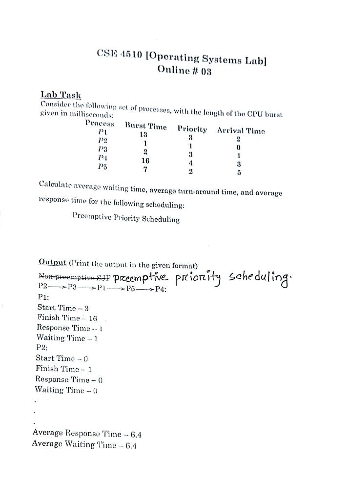 Solved CSE 4510[ Operating Systems Lab] Online #03 Lab Task | Chegg.com