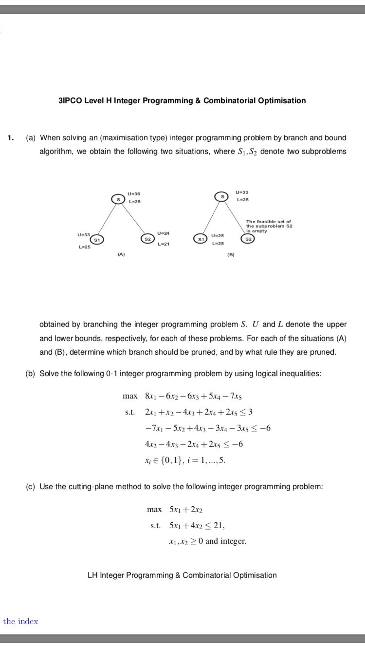 3IPCO Level 1 Integer Programming & Combinatorial | Chegg.com