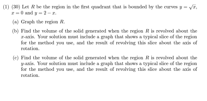 1) (30) Let R be the region in the first quadrant | Chegg.com