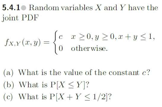 Solved 5.4.1 Random variables X and Y have the joint PDF | Chegg.com