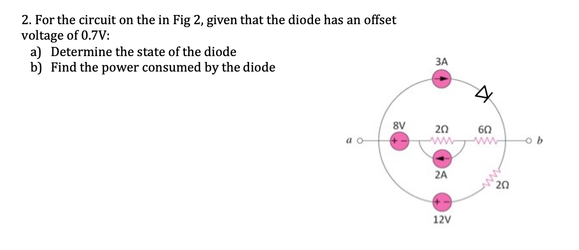 Solved 2. For the circuit on the in Fig 2, given that the | Chegg.com