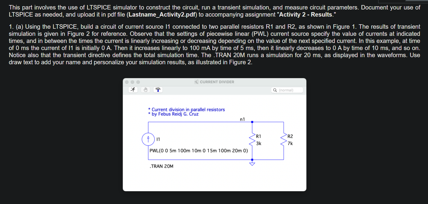 This part involves the use of LTSPICE simulator to | Chegg.com