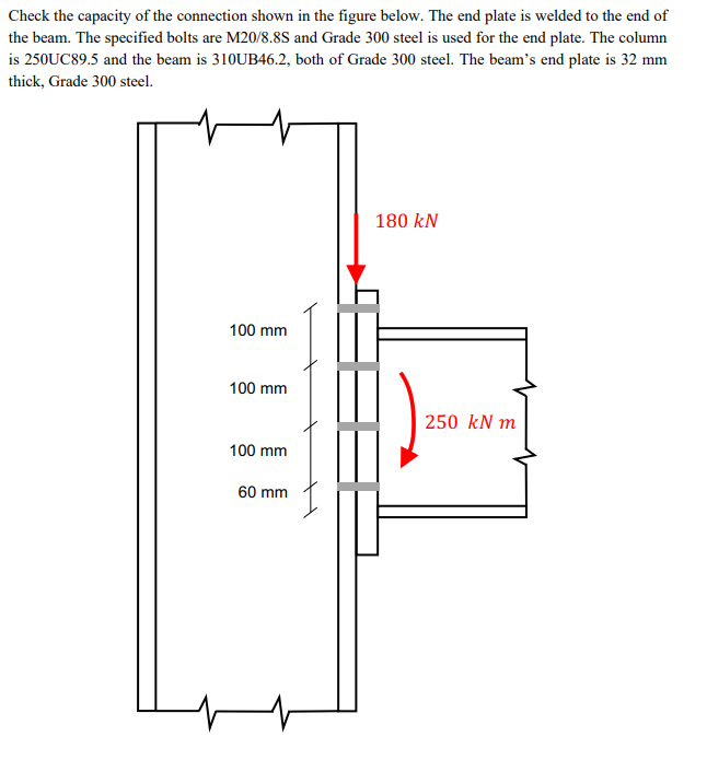 Check the capacity of the connection shown in the | Chegg.com