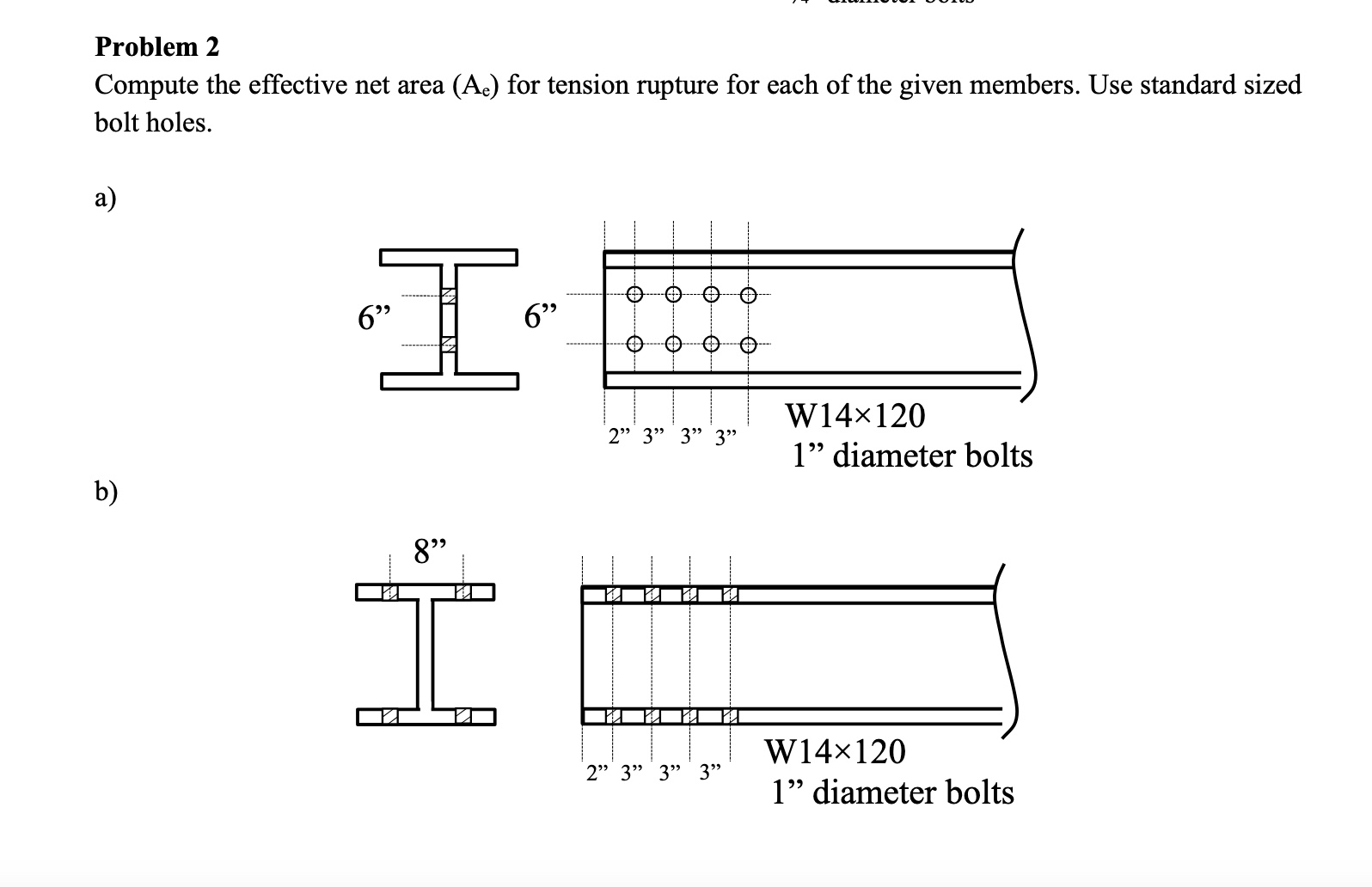 Solved Problem 2Compute the effective net area (Ae) ﻿for | Chegg.com