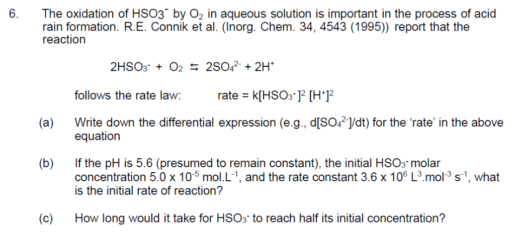 Acid Rain Formation Equation