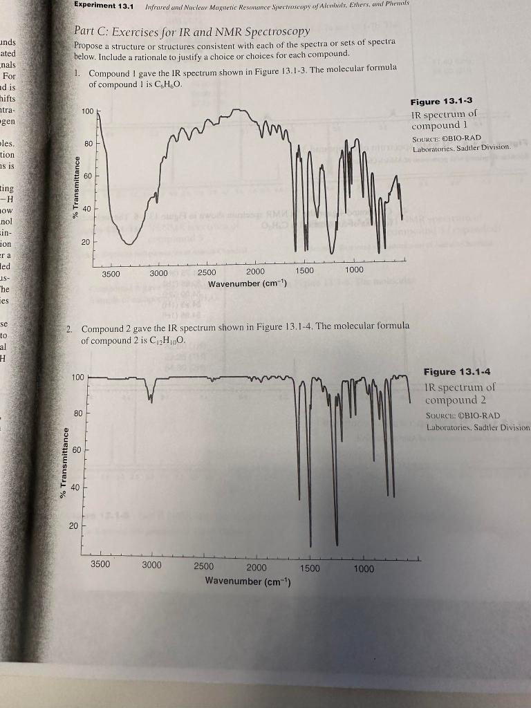 Solved Part C: Exercises for IR and NMR Spectroscopy Propose | Chegg.com