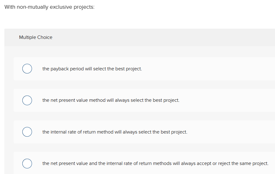 Solved With non-mutually exclusive projects:Multiple | Chegg.com