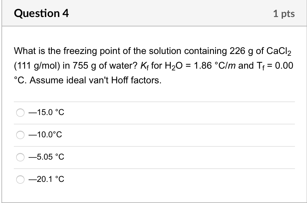 Solved What is the freezing point of the solution containing | Chegg.com