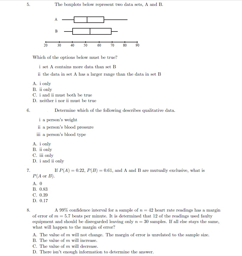 Solved The boxplots below represent two data sets, A and B. | Chegg.com