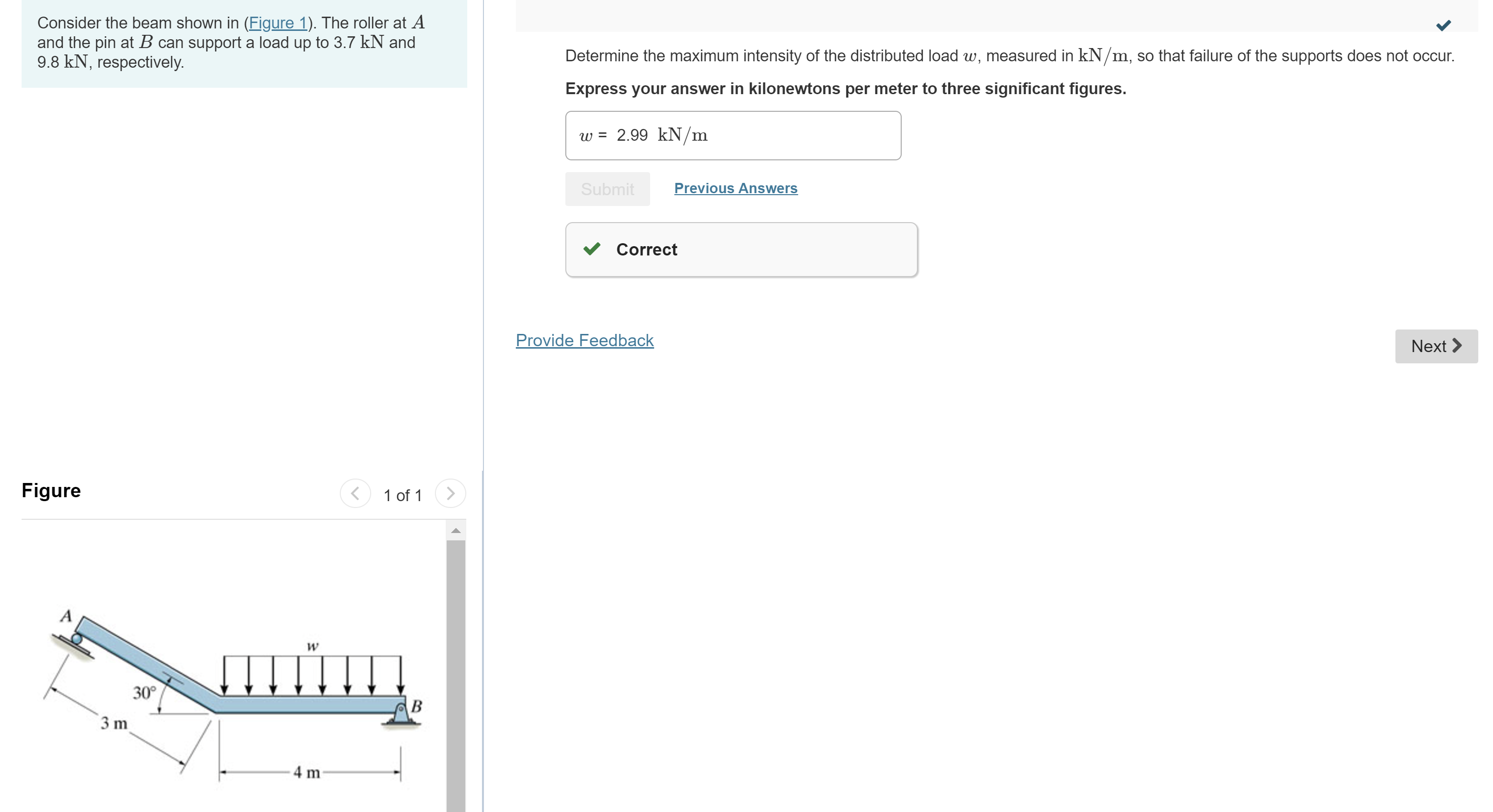 Solved Consider the beam shown in (Figure 1). ﻿The roller at | Chegg.com