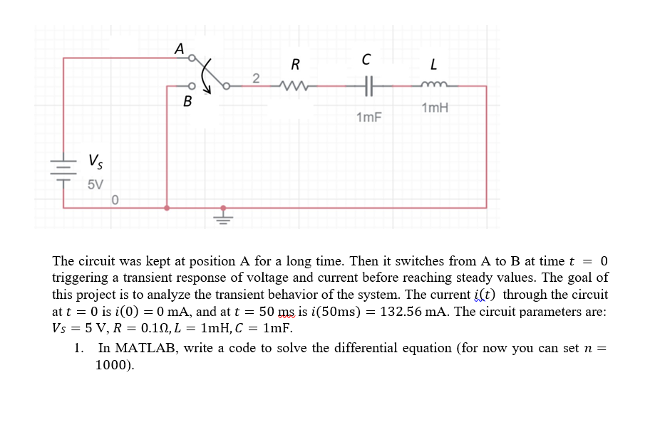 Solved The circuit was kept at position A for a long time. | Chegg.com