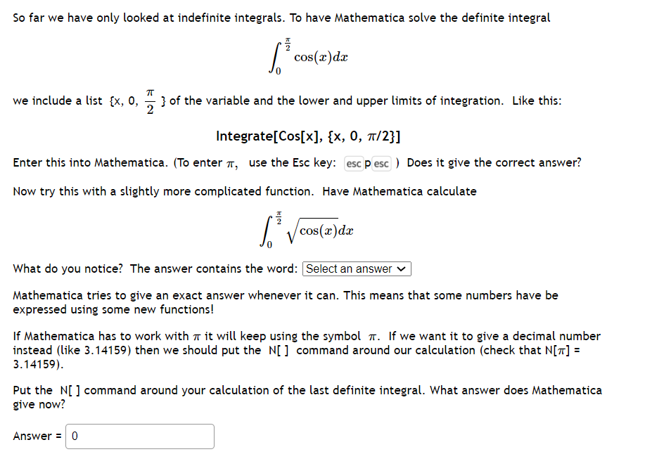 Solved 1. Select an answer options: 1. mathematica solves | Chegg.com