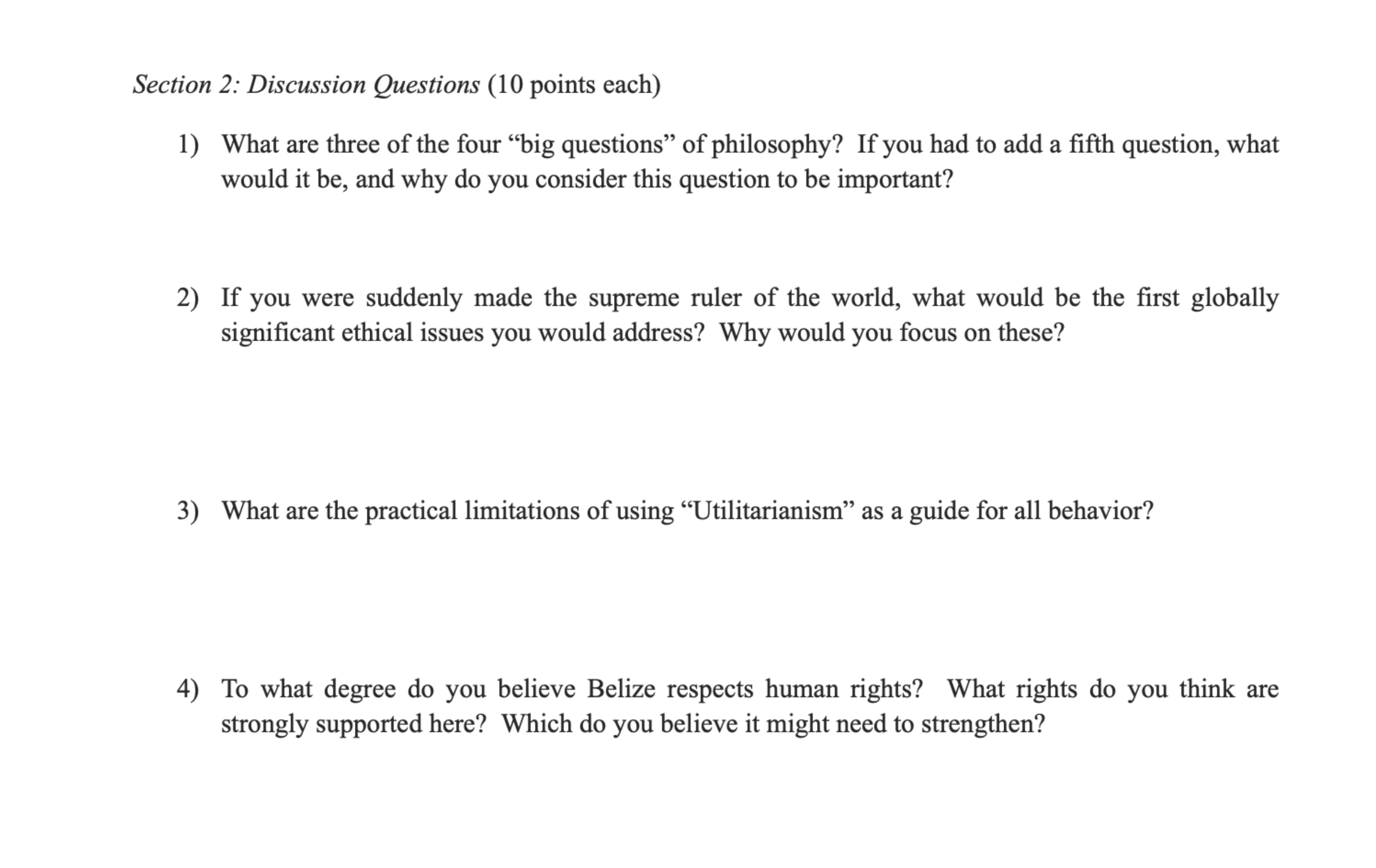 Solved Section 2: Discussion Questions (10 ﻿points each)1) | Chegg.com