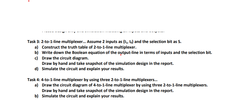 Solved Task 3: 2-to-1-line multiplexer... Assume 2 inputs as | Chegg.com