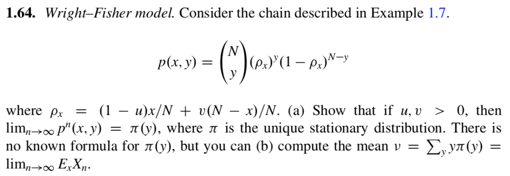 1.64. Wright-Fisher model. Consider the chain | Chegg.com