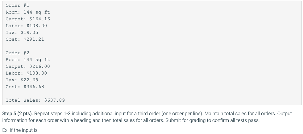 Solved 19.9 LAB*: Program: Carpet sales Program | Chegg.com