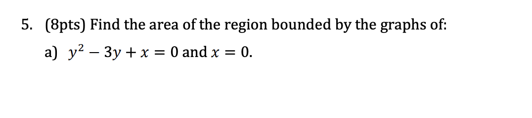 Solved 5. (8pts) Find the area of the region bounded by the | Chegg.com