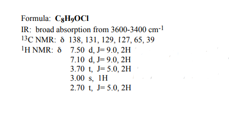 Solved Formula: CgH,OCI IR: broad absorption from 3600-3400 | Chegg.com