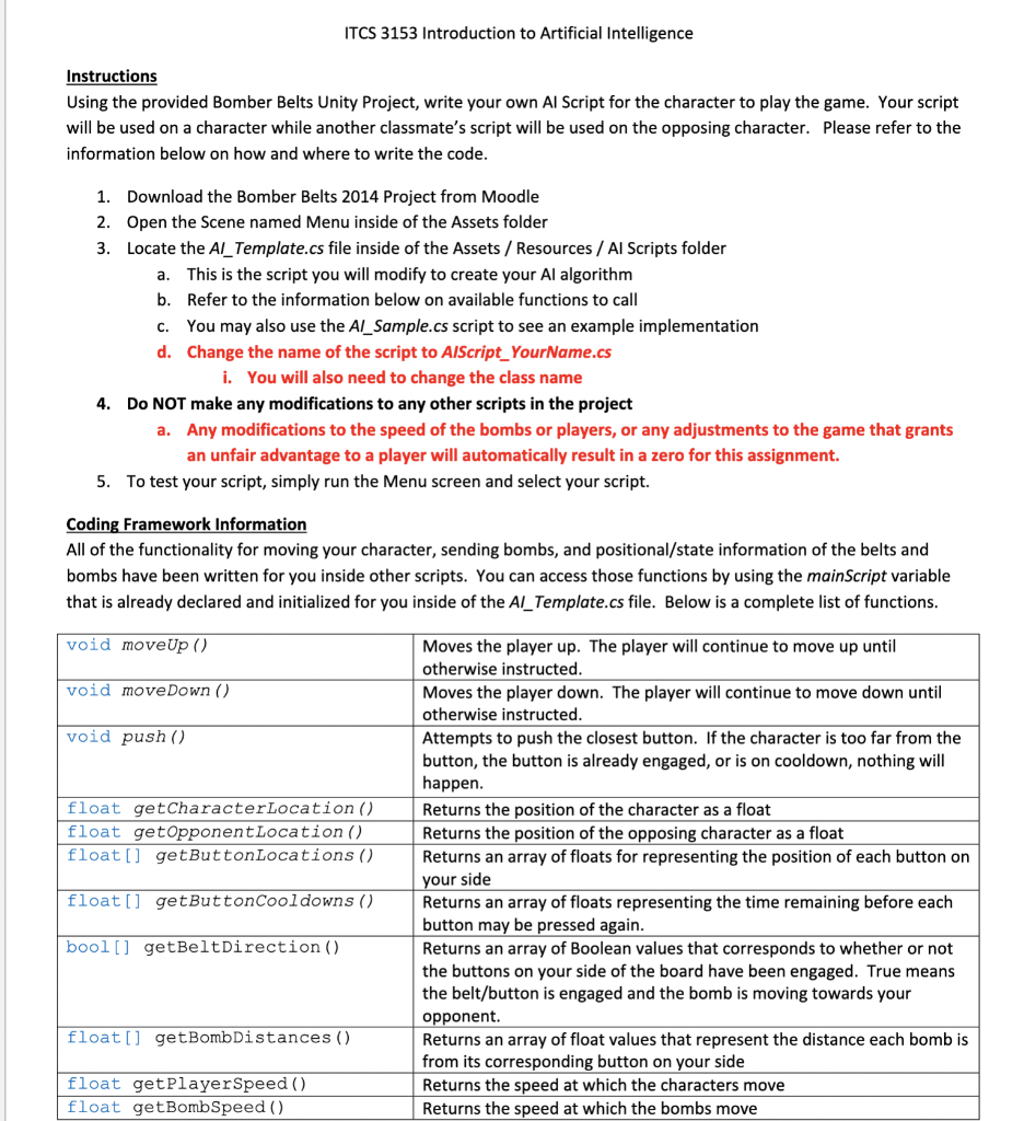 Solved ITCS 3153 Introduction to Artificial Intelligence | Chegg.com