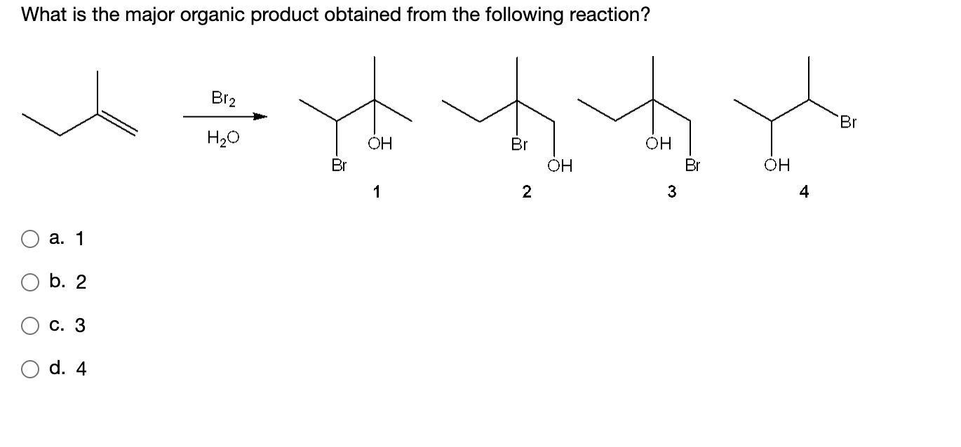 Solved What is the major organic product obtained from the | Chegg.com