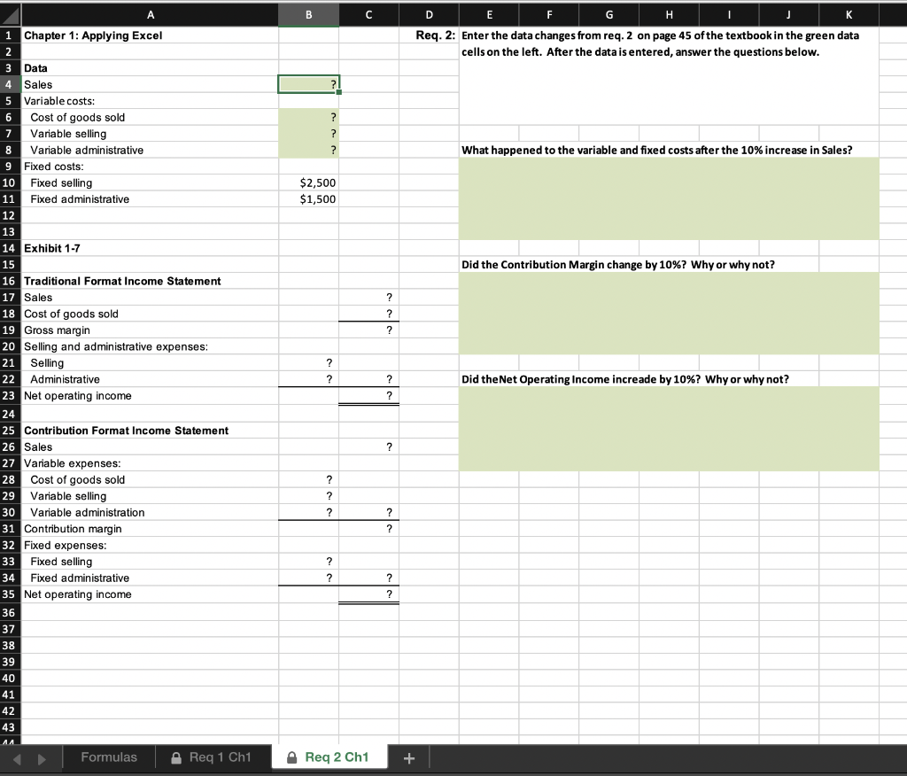 Solved D A B с 1 Chapter 1: Applying Excel 2 3 Data 4 Sales | Chegg.com