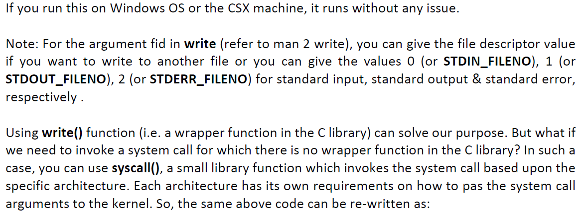 Solved Task 3: Understanding System call Recall your first | Chegg.com