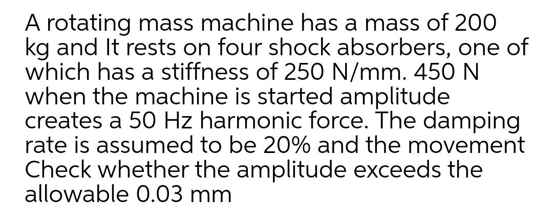 Solved A rotating mass machine has a mass of 200 kg and It | Chegg.com