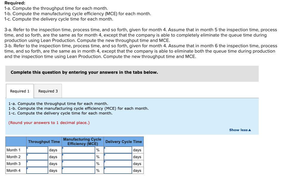 Solved Required: 1-a. Compute the throughput time for each | Chegg.com