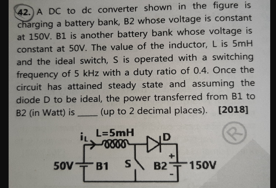 Solved 42. A DC to dc converter shown in the figure is | Chegg.com