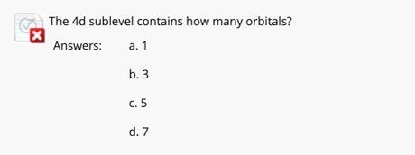 Solved The 4d sublevel contains how many orbitals? Answers: | Chegg.com