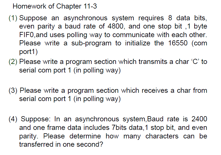 Homework of Chapter 11-3 (1) Suppose an asynchronous | Chegg.com